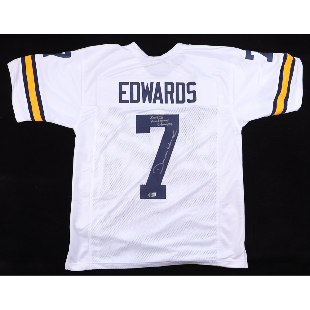 Donovan Edwards Signed Jersey Inscribed "2023 National Champs" (Beckett ...