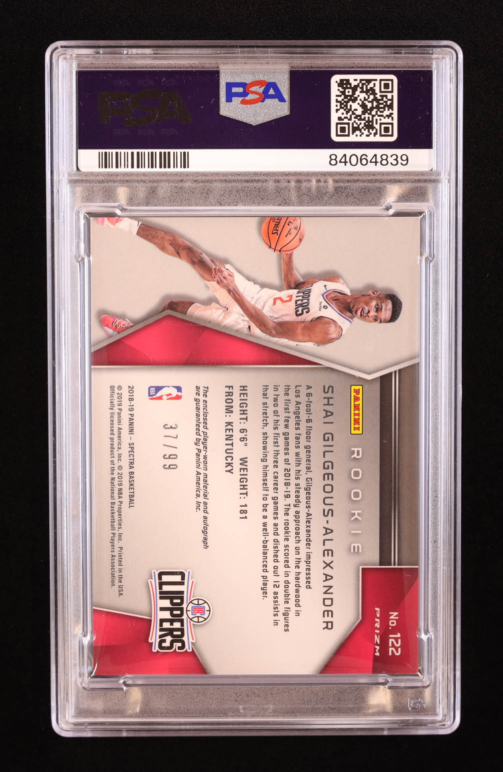 Shai Gilgeous-Alexander 2018-19 Panini Spectra Neon Blue #122 Jersey ...