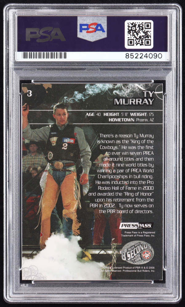 Ty Murray Signed 2009 Press Pass 8 Seconds PBR #3 (PSA) | Pristine Auction