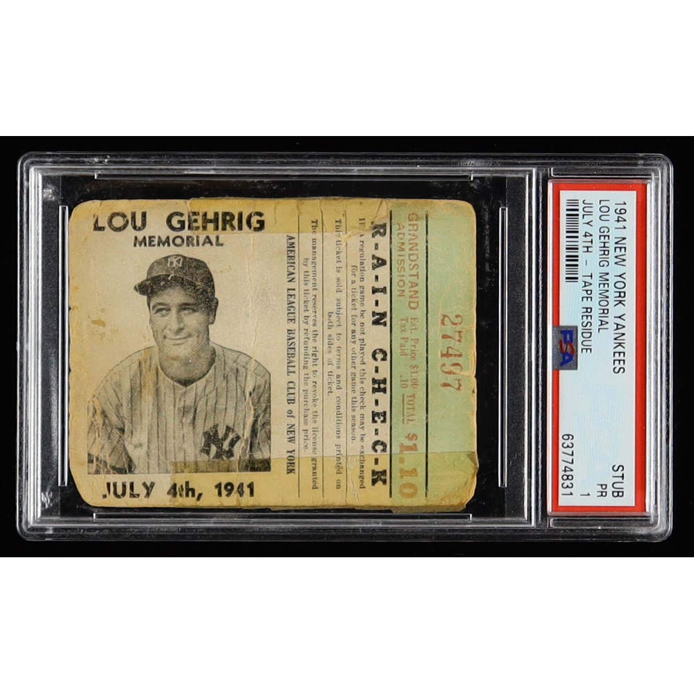 Lou Gehrig Memorial Game 1941 Ticket Stub (PSA 1) | Pristine Auction