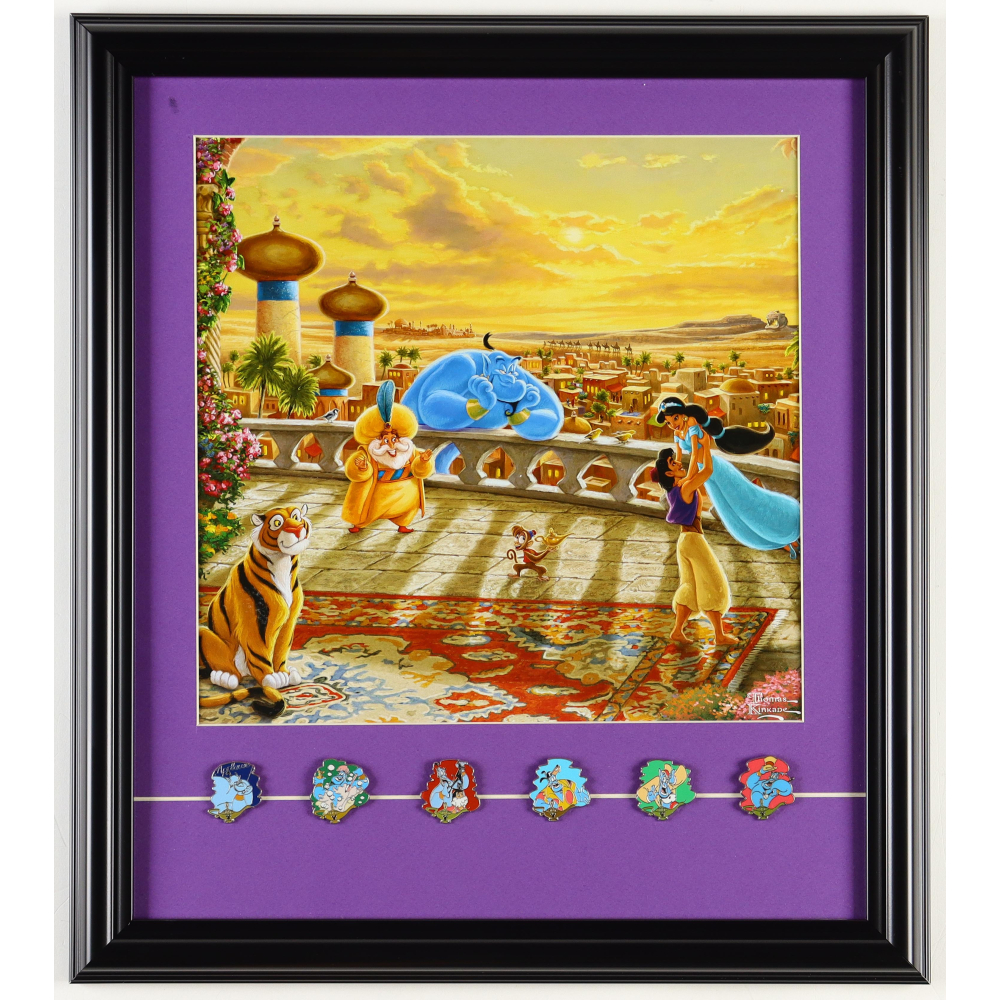 Thomas Kinkade "Aladdin" Custom Framed Print Display with Complete Set ...