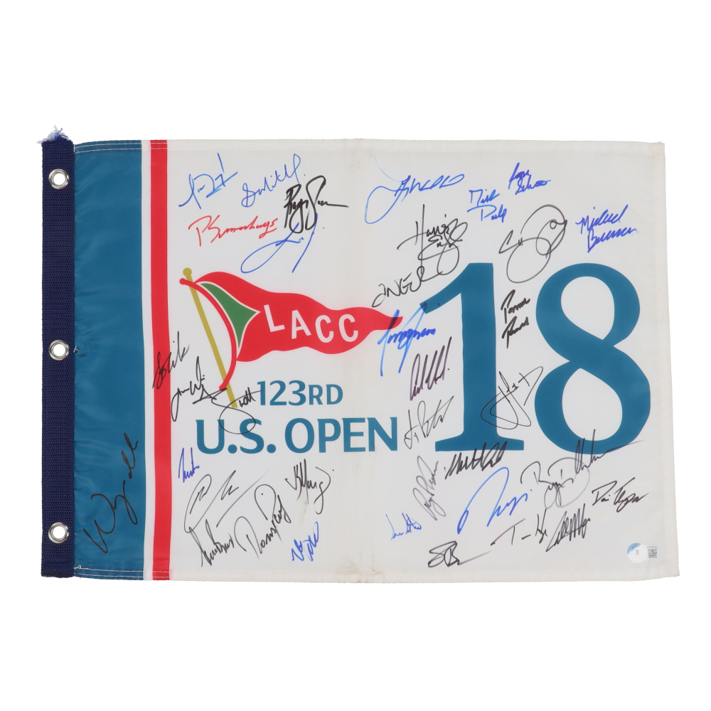 2023 U.S. Open Pin Flag Signed by (30) with Wyndham Clark, Bryson ...
