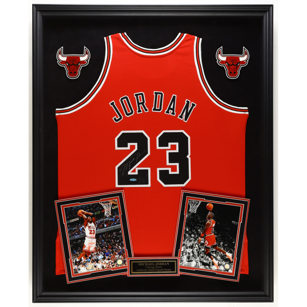 Michael Jordan Signed Bulls Custom Framed Jersey Display (UDA COA) | Pristine Auction