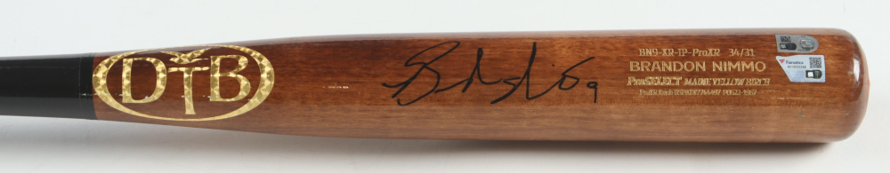 Brandon Nimmo Signed DTB Baseball Bat (Fanatics & MLB) | Pristine Auction