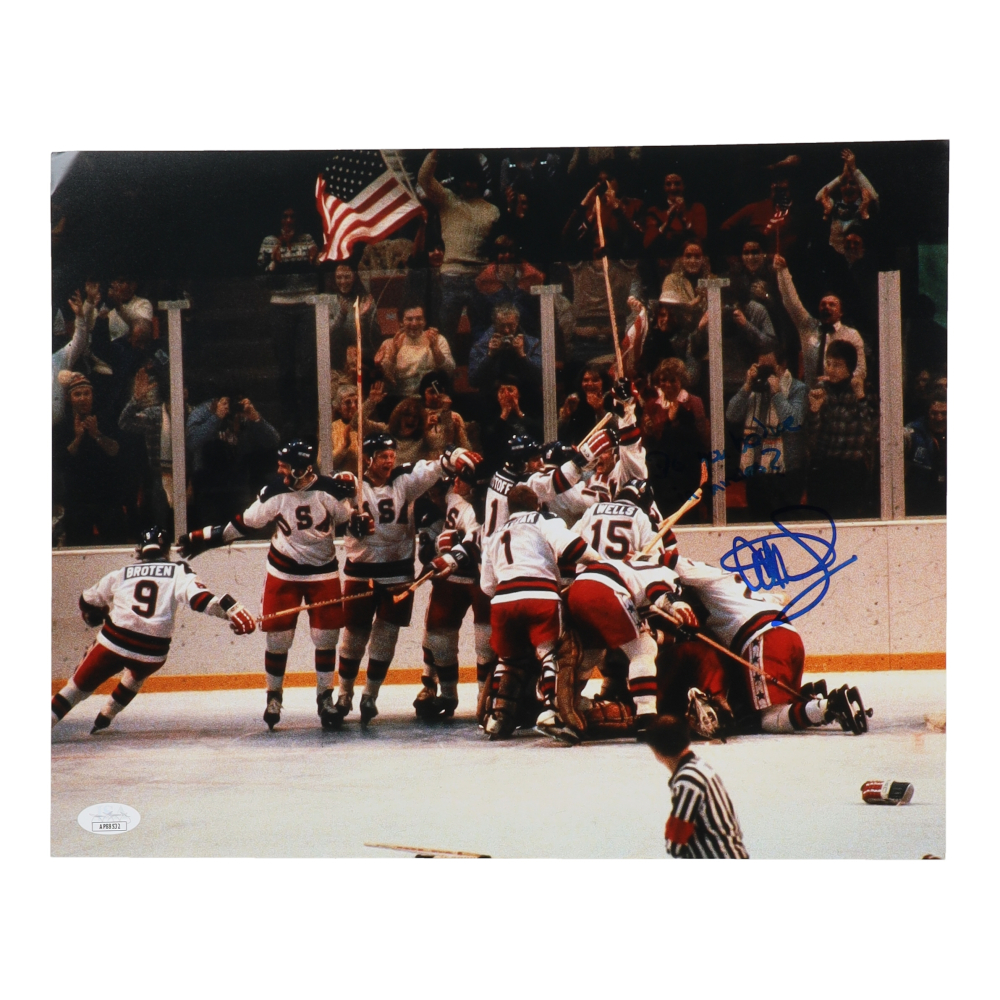 Al Michaels Signed Team USA 11x14 Photo Inscribed "Do You Believe in ...