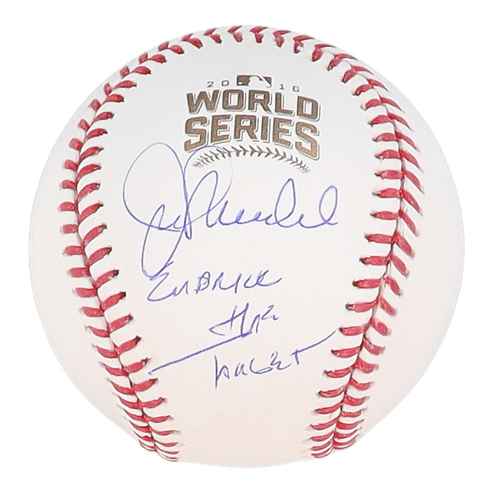 Joe Maddon Signed 2016 World Series Logo Baseball "Embrace the Target ...