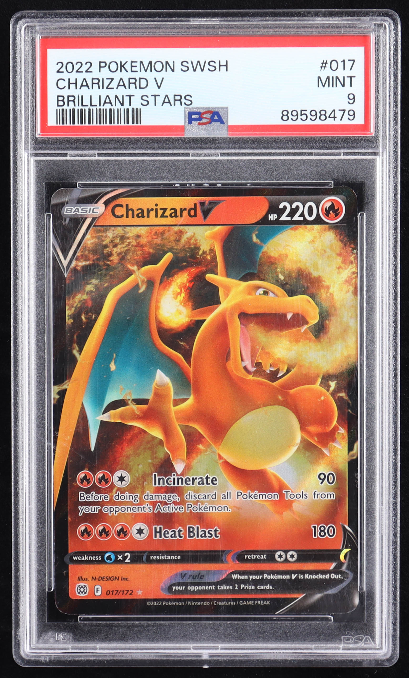 Charizard V 2022 Pokemon Sword and Shield Brilliant Stars #17 (PSA 9 ...