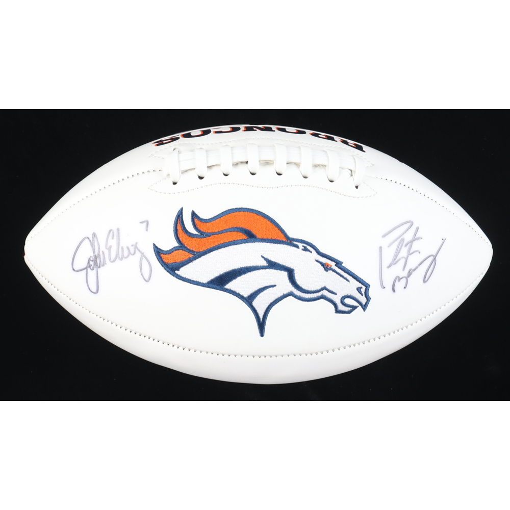 Peyton Manning & John Elway Signed Broncos Logo Football (Elway ...