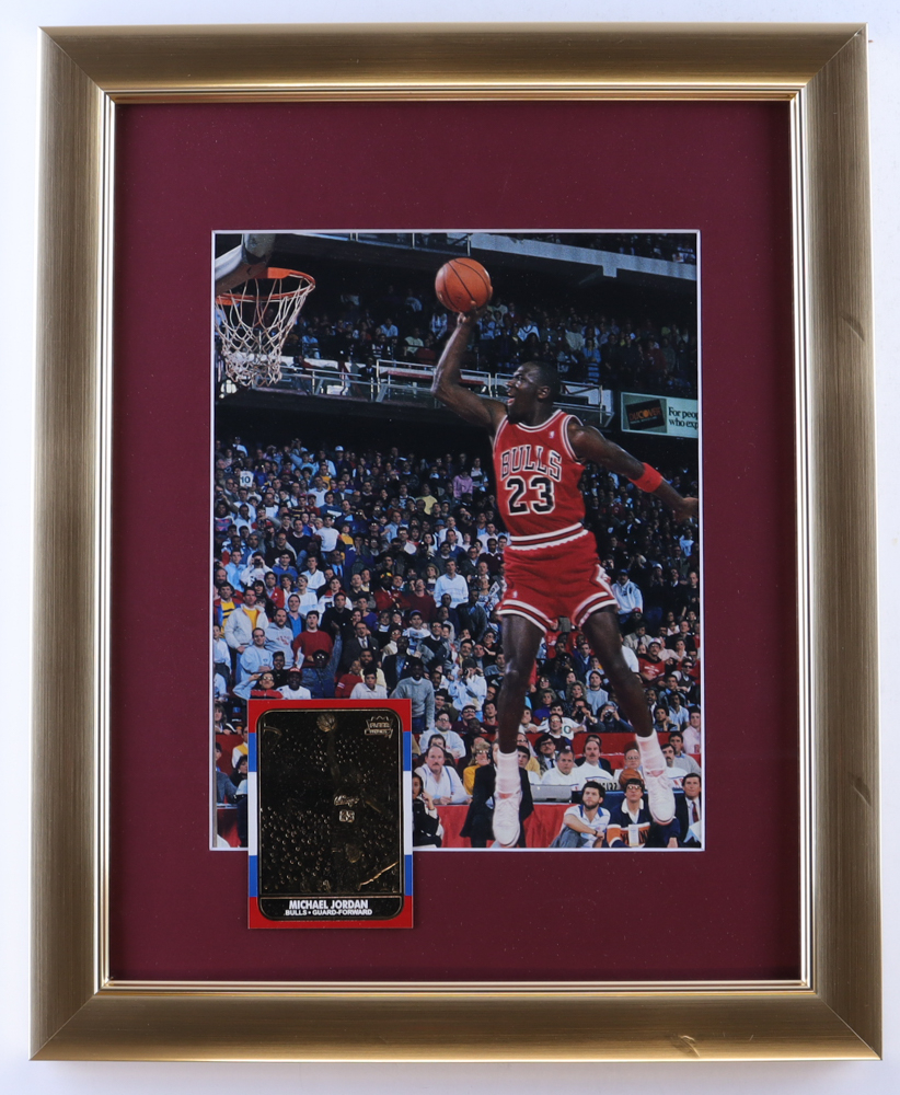 Michael Jordan Custom Framed Photo with 1988 Fleer Gold Trading Card ...