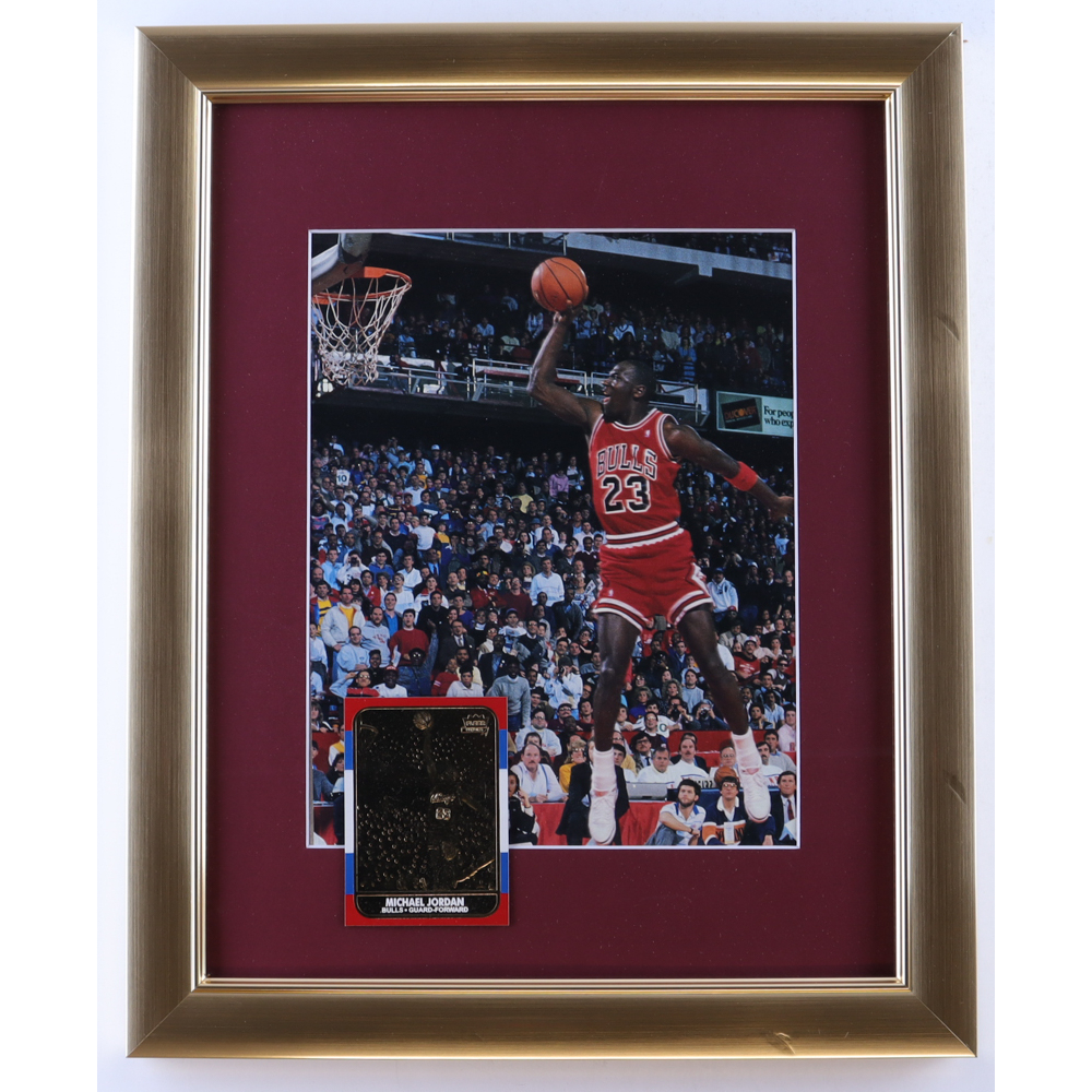 Michael Jordan Custom Framed Photo with 1988 Fleer Gold Trading Card ...