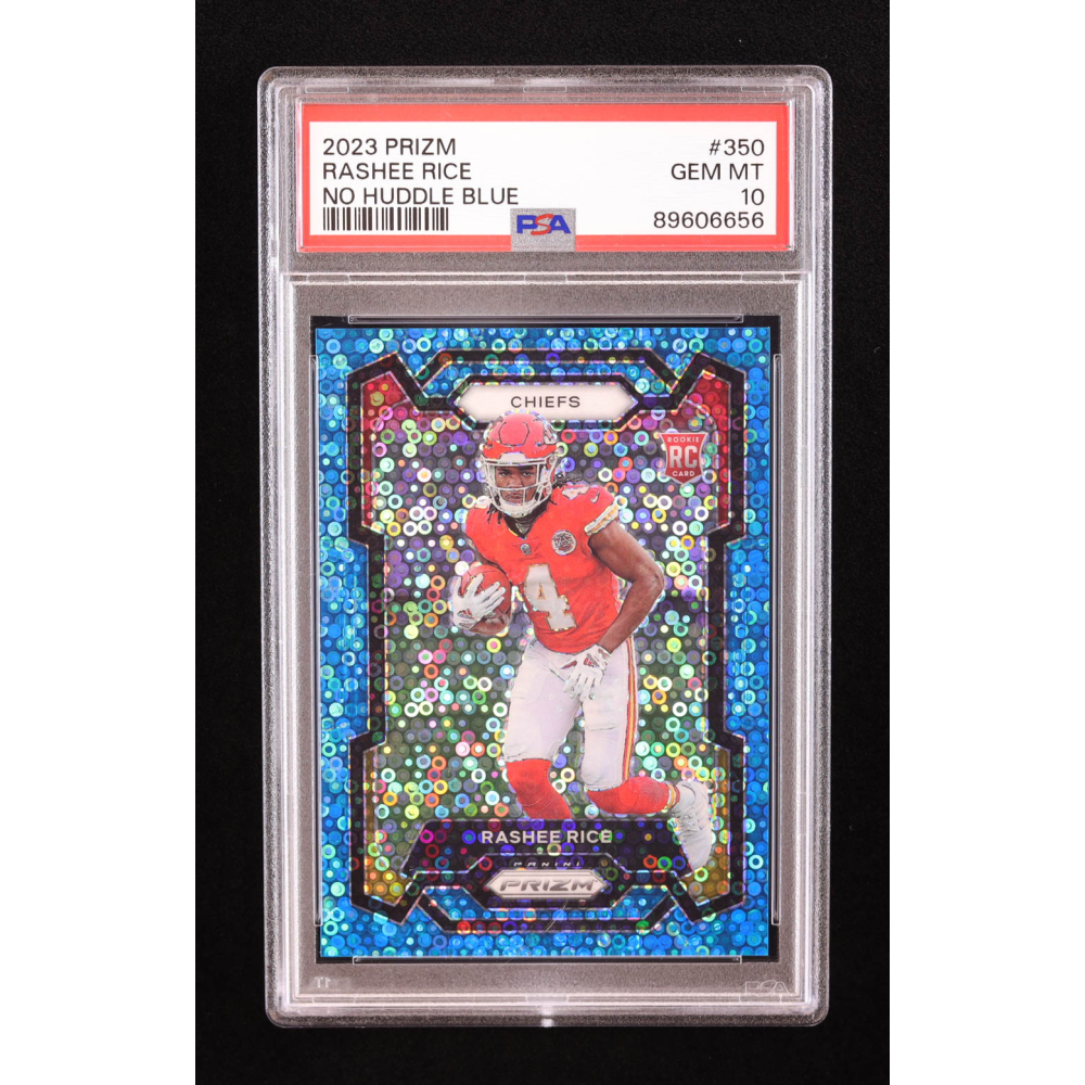 Rashee Rice 2023 Panini Prizm Prizms No Huddle Blue #350 #03/95 RC (PSA ...