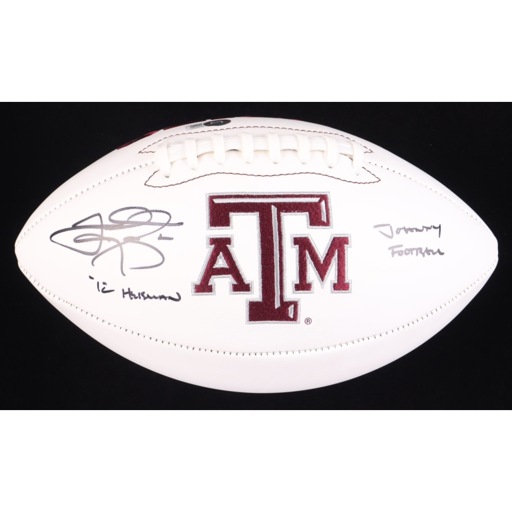 Johnny Manziel Signed Texas A&M Aggies Logo Football Inscribed "'12 ...