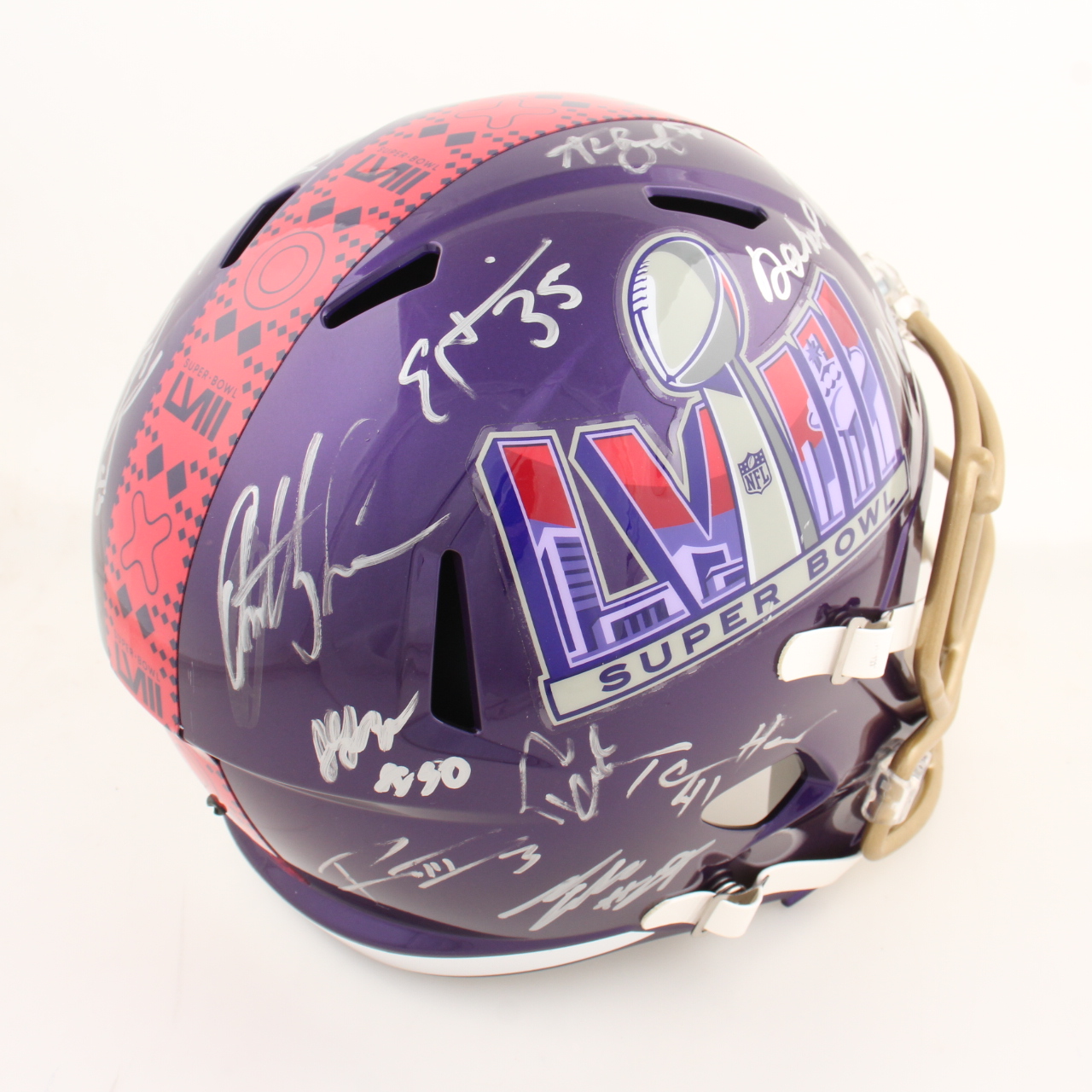 2024 49ers Super Bowl LVIII Logo Full-Size Speed Helmet Signed By (21 ...
