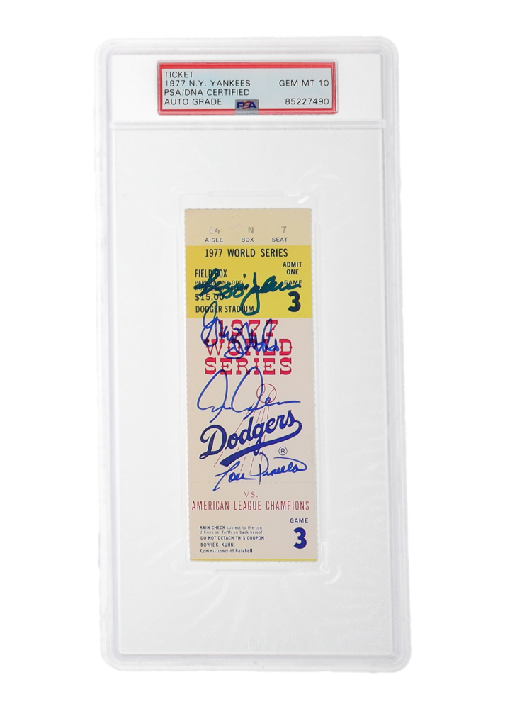1977 Yankees World Series Ticket Signed By Reggie Jackon, Craig Nettles ...