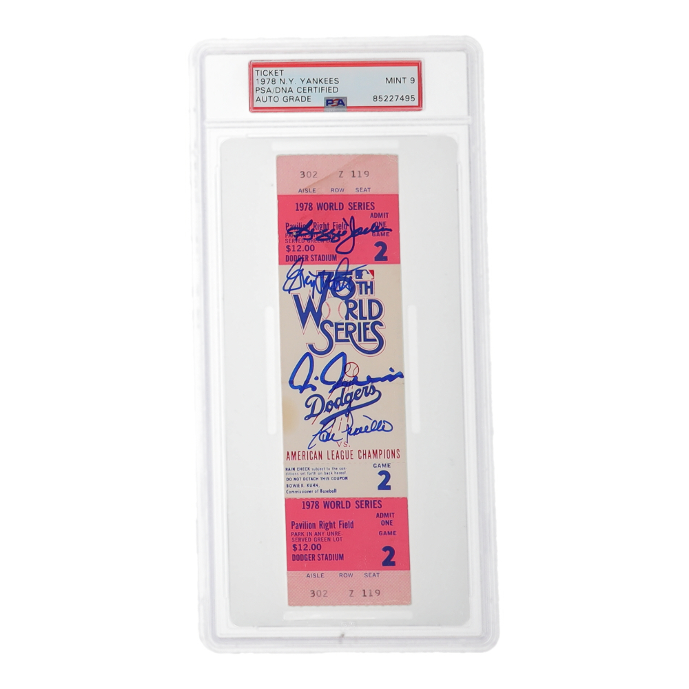 1978 Yankees World Series Ticket Signed By Reggie Jackon, Craig Nettles ...