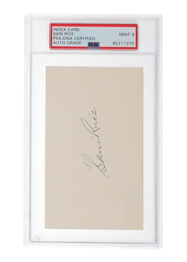 Sam Rice Signed Index Card (PSA | Auto Grade 9) | Pristine Auction