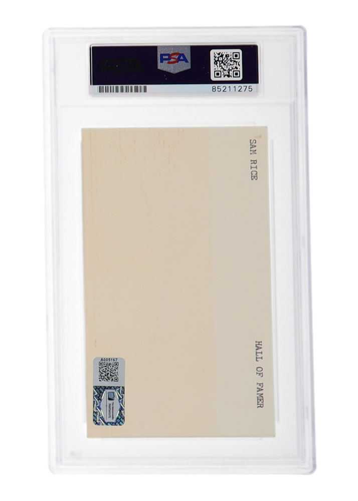 Sam Rice Signed Index Card (PSA | Auto Grade 9) | Pristine Auction