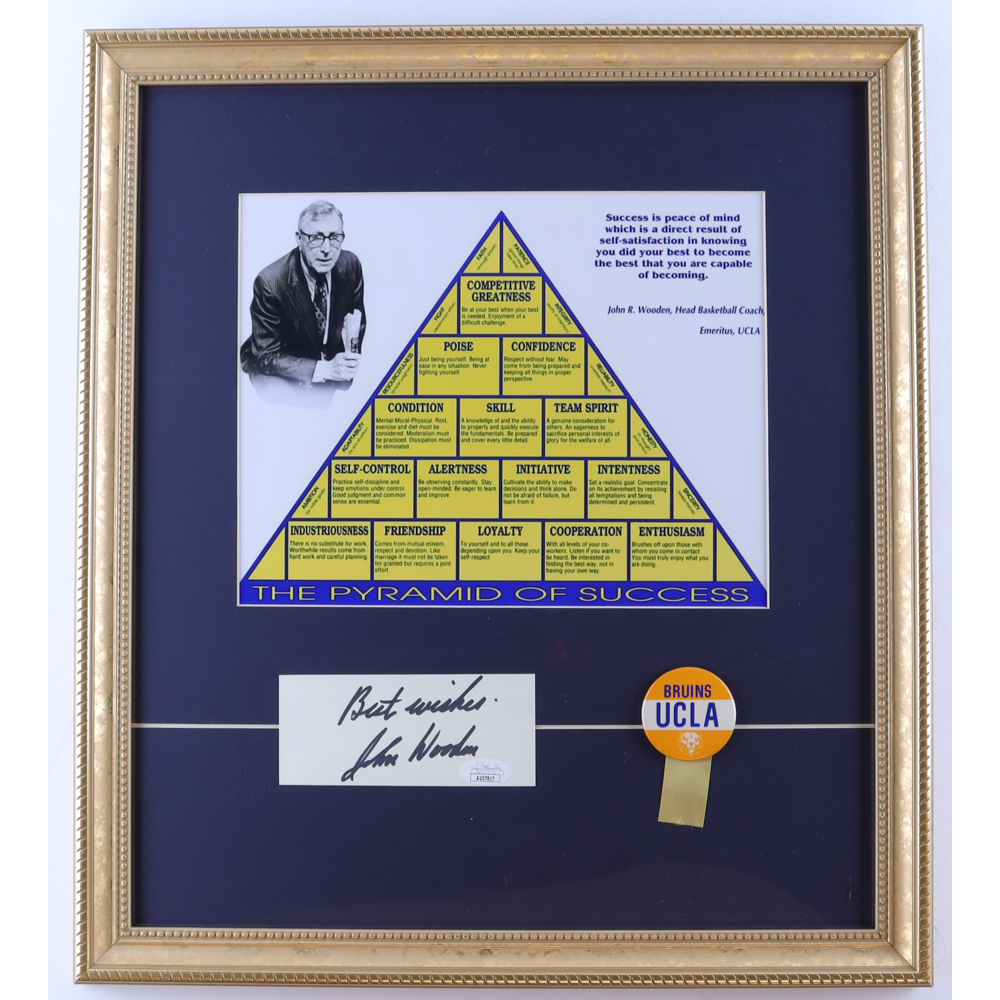 John Wooden Signed "The Pyramid of Success" Custom Framed Cut with UCLA ...