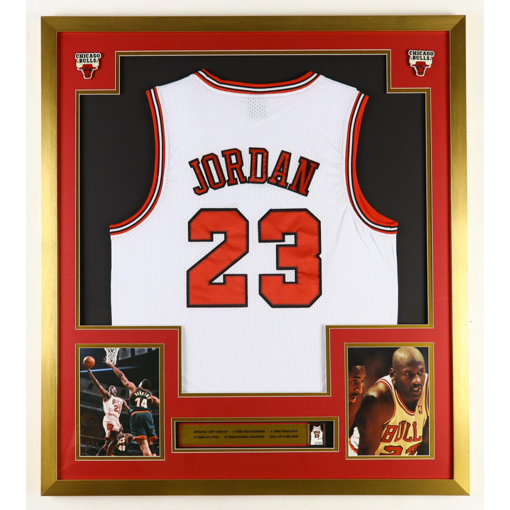 Michael Jordan Custom Framed Jersey Display With Jersey Retirement Pin ...