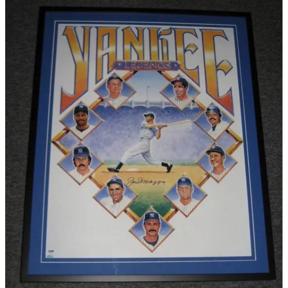 Joe DiMaggio Signed Yankees Custom Framed Lithograph Display (PSA ...