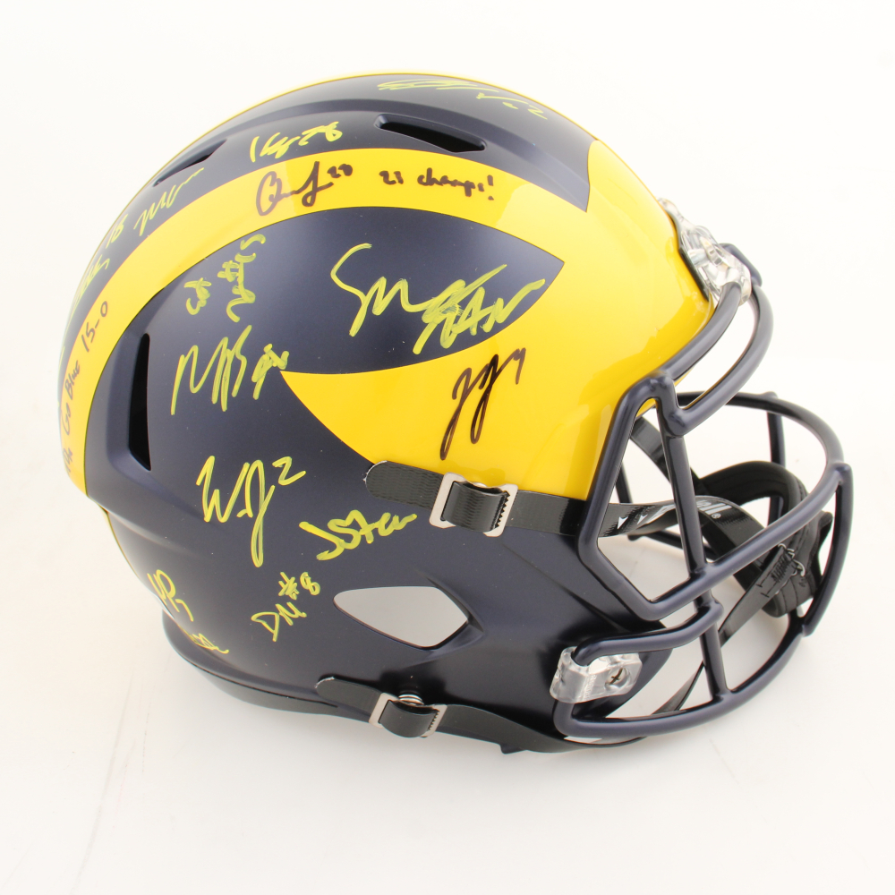 Michigan Wolverines Full-Size Speed Helmet Team-Signed by (18) with J.J ...