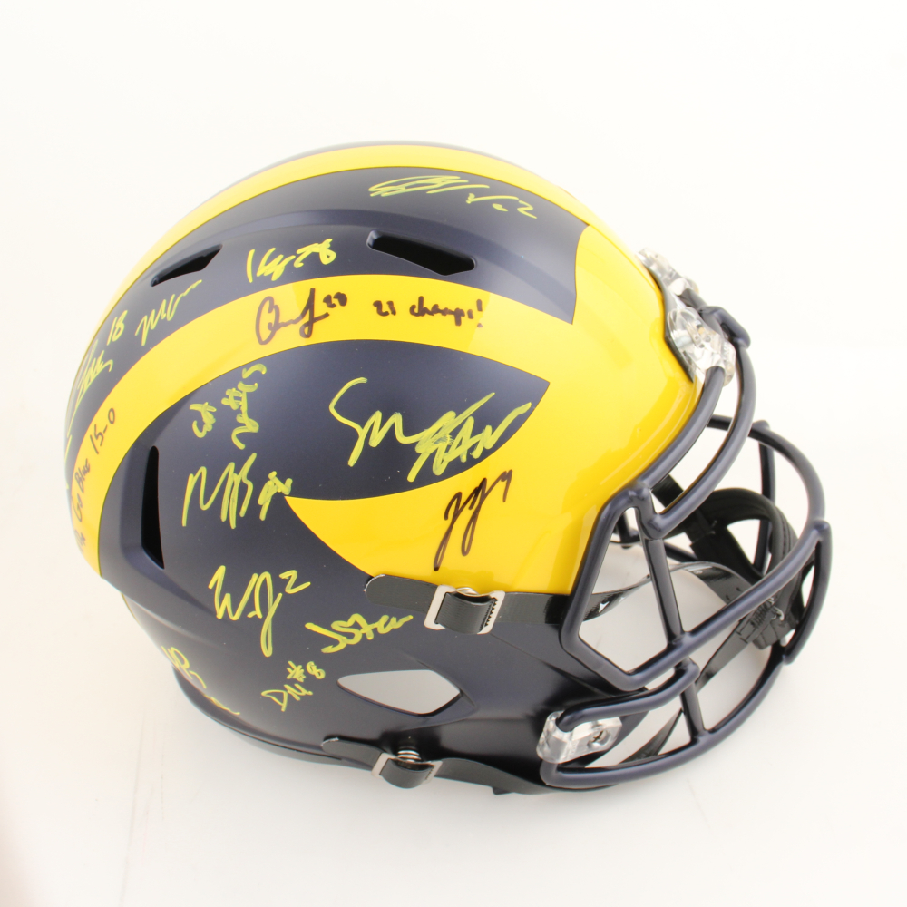 Michigan Wolverines Full-Size Speed Helmet Team-Signed by (18) with J.J ...