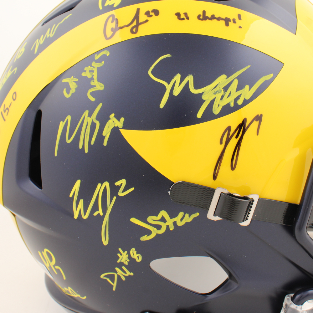 Michigan Wolverines Full-Size Speed Helmet Team-Signed by (18) with J.J ...