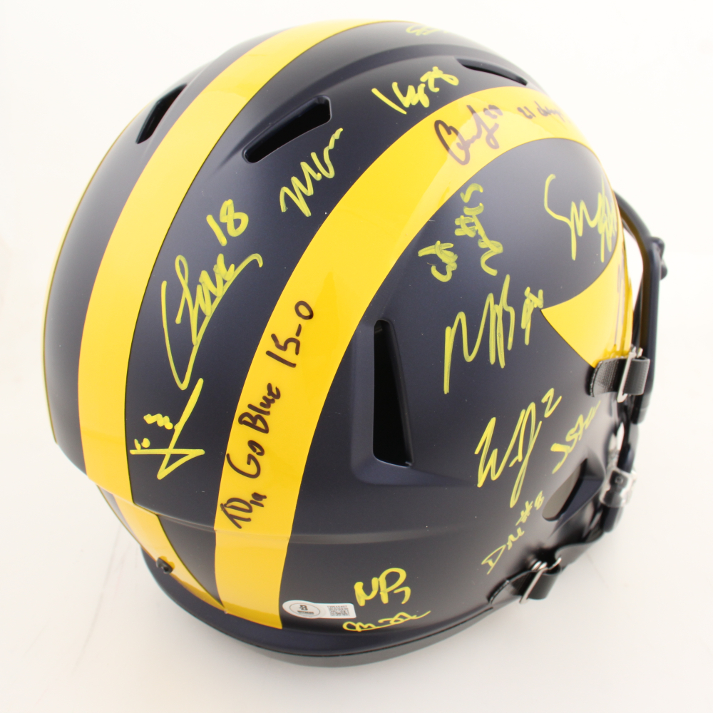 Michigan Wolverines Full-Size Speed Helmet Team-Signed by (18) with J.J ...