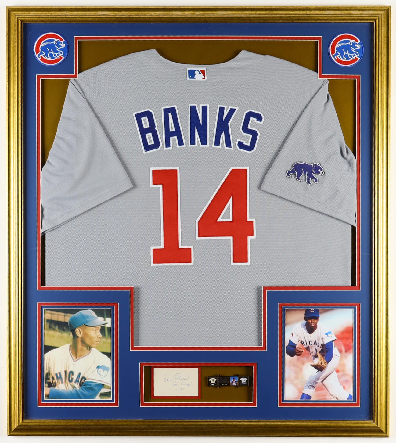 Ernie Banks Signed Cubs Custom Framed Cut Display Inscribed "Chi-Cubs ...