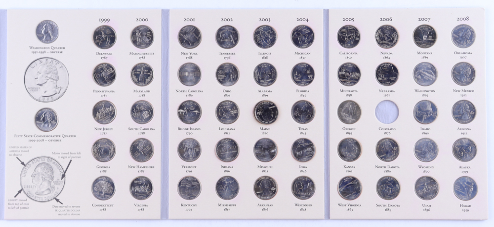 1999 -2008 Fifty State Commemorative Quarter Collection with (52) Coins ...