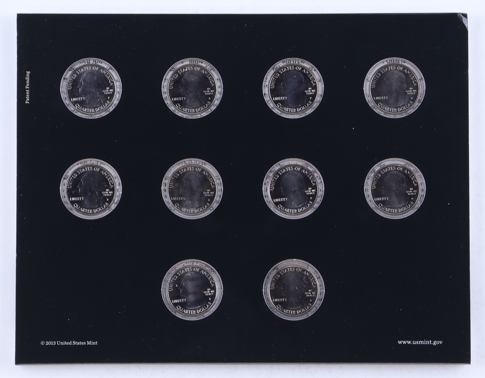 2013 America The Beautiful Uncirculated Quarters Coin Set with (10 ...