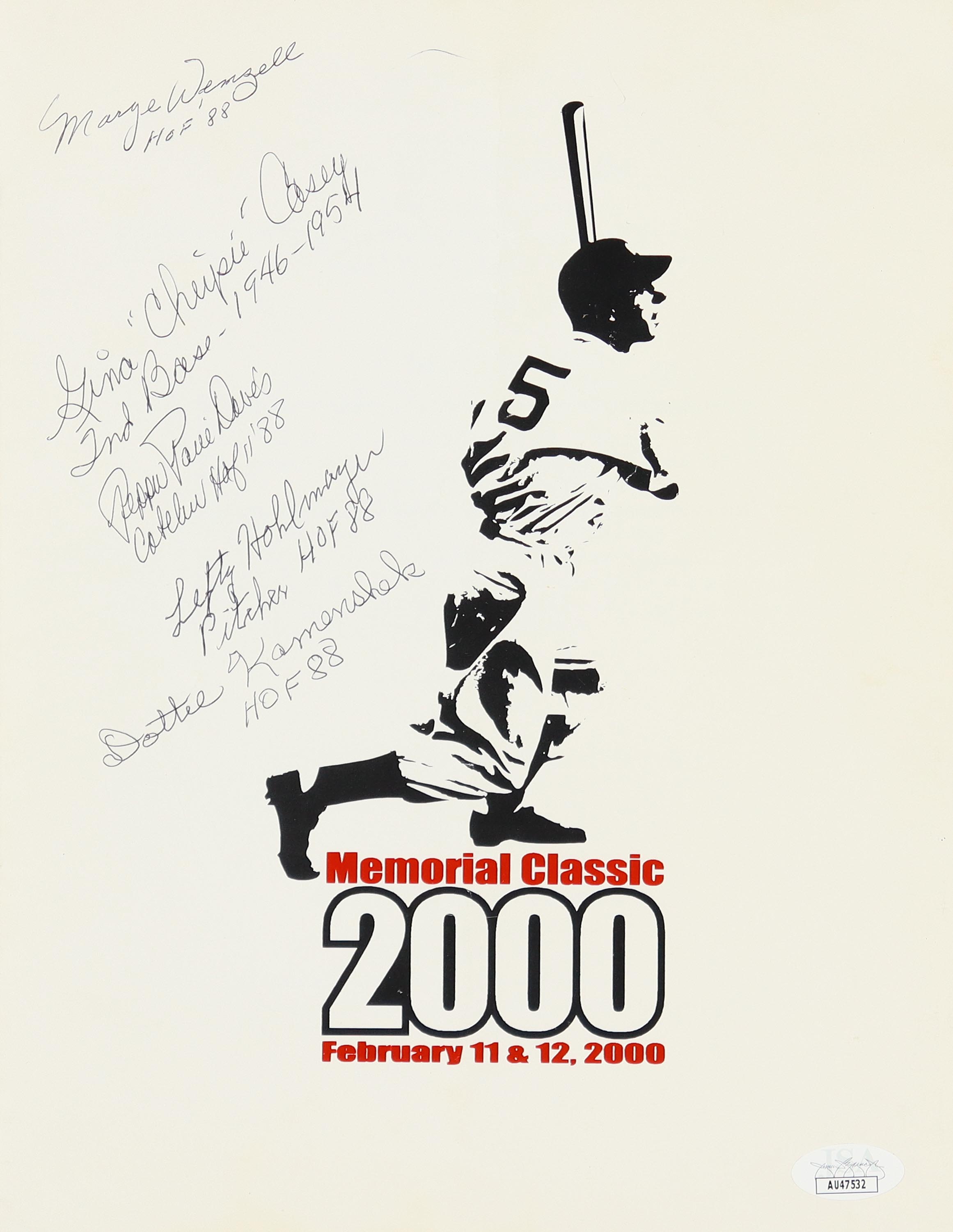 2000 Memorial Classic Program Signed by (5) with Dottie Kamenshek ...