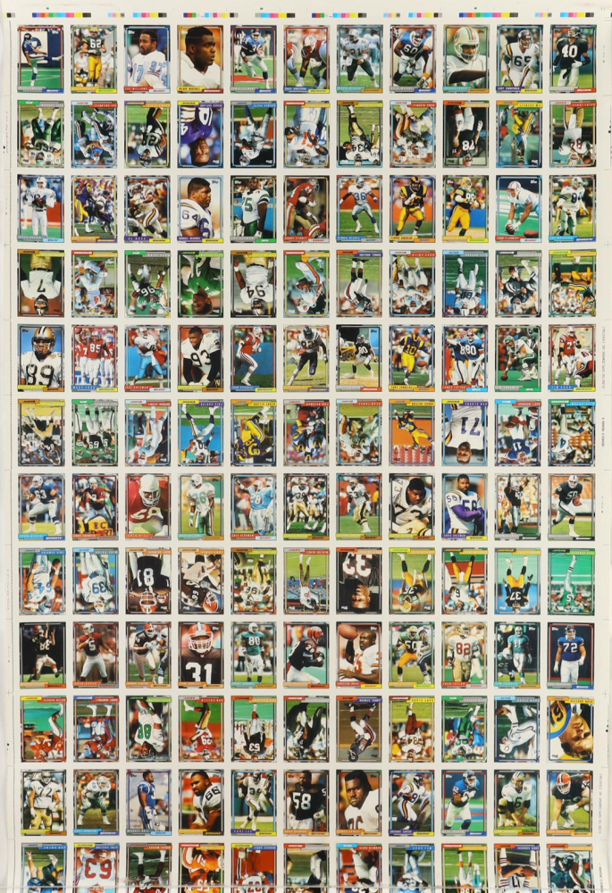 1992 Topps Football Uncut Trading Card Sheet of (132) Cards | Pristine ...