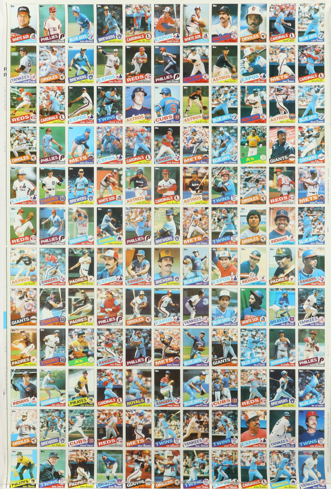 1985 Topps Baseball Uncut Trading Card Sheet of (132) Cards | Pristine ...