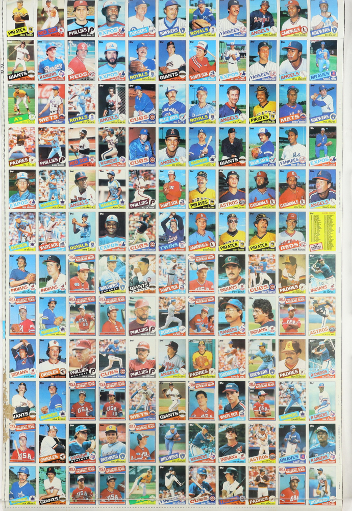1985 Topps Baseball Uncut Trading Card Sheet of (132) Cards | Pristine ...