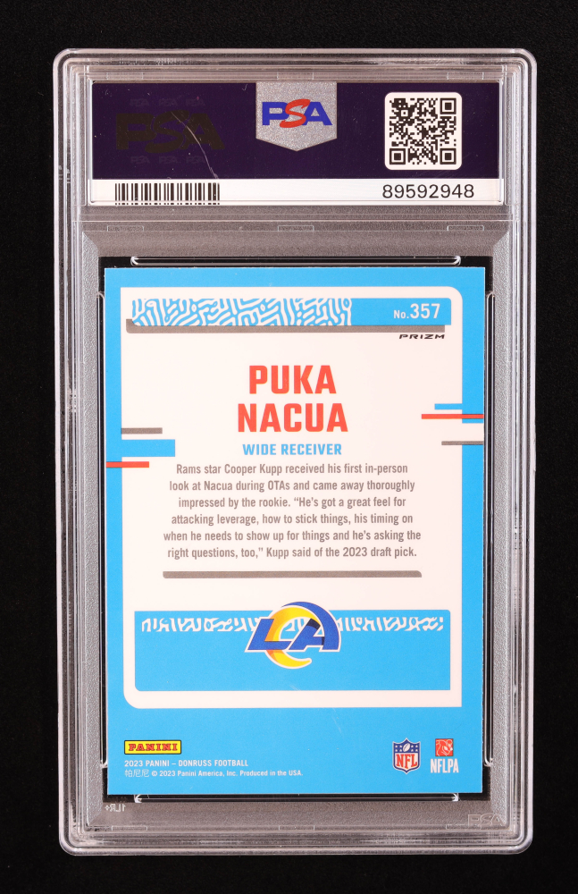Puka Nacua 2023 Donruss Optic Rated Rookies Preview Pink #357 RC (PSA ...