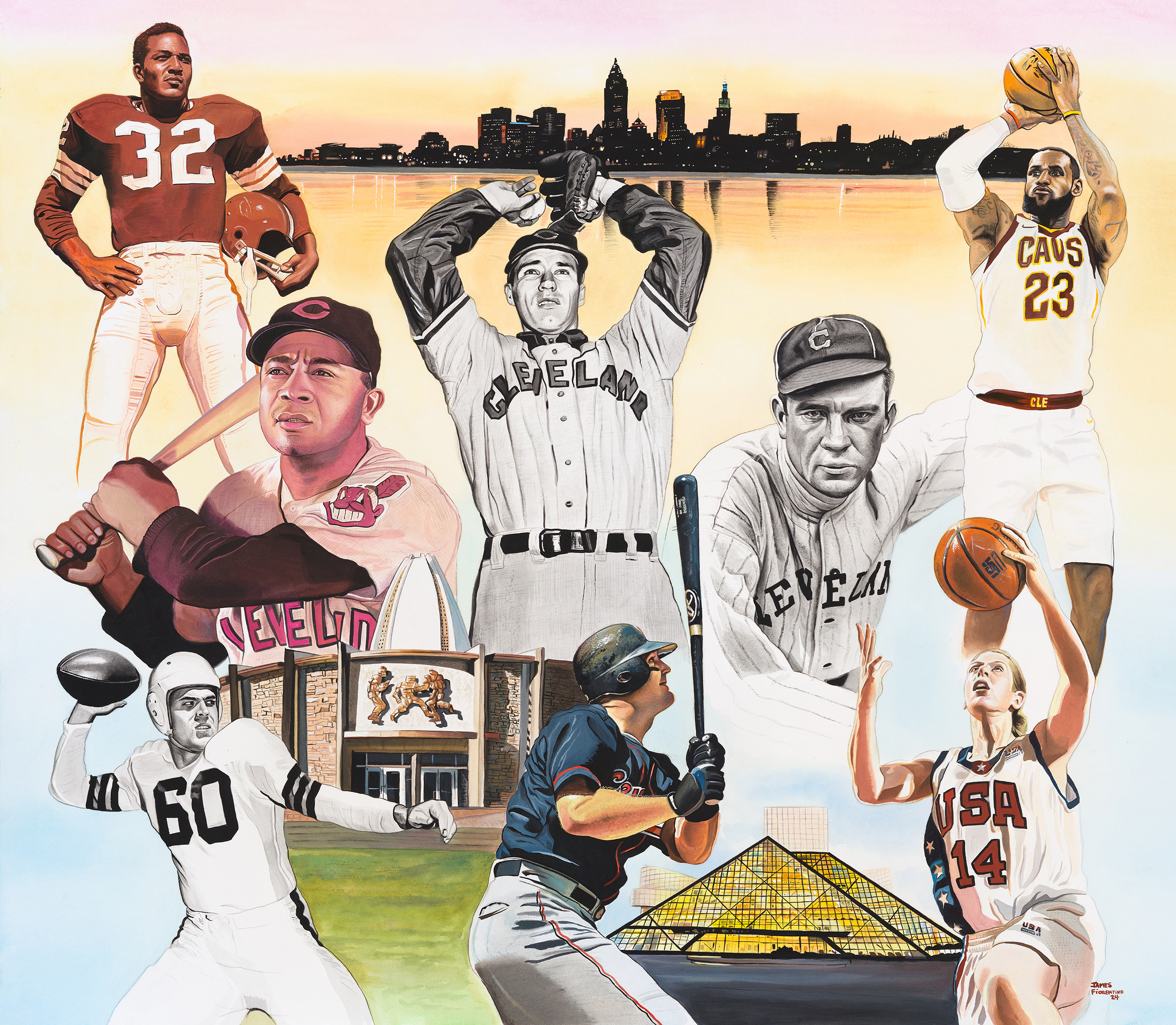 2024 NSCC Exclusive "Cleveland Collage" 28x36 Original Framed Painting ...