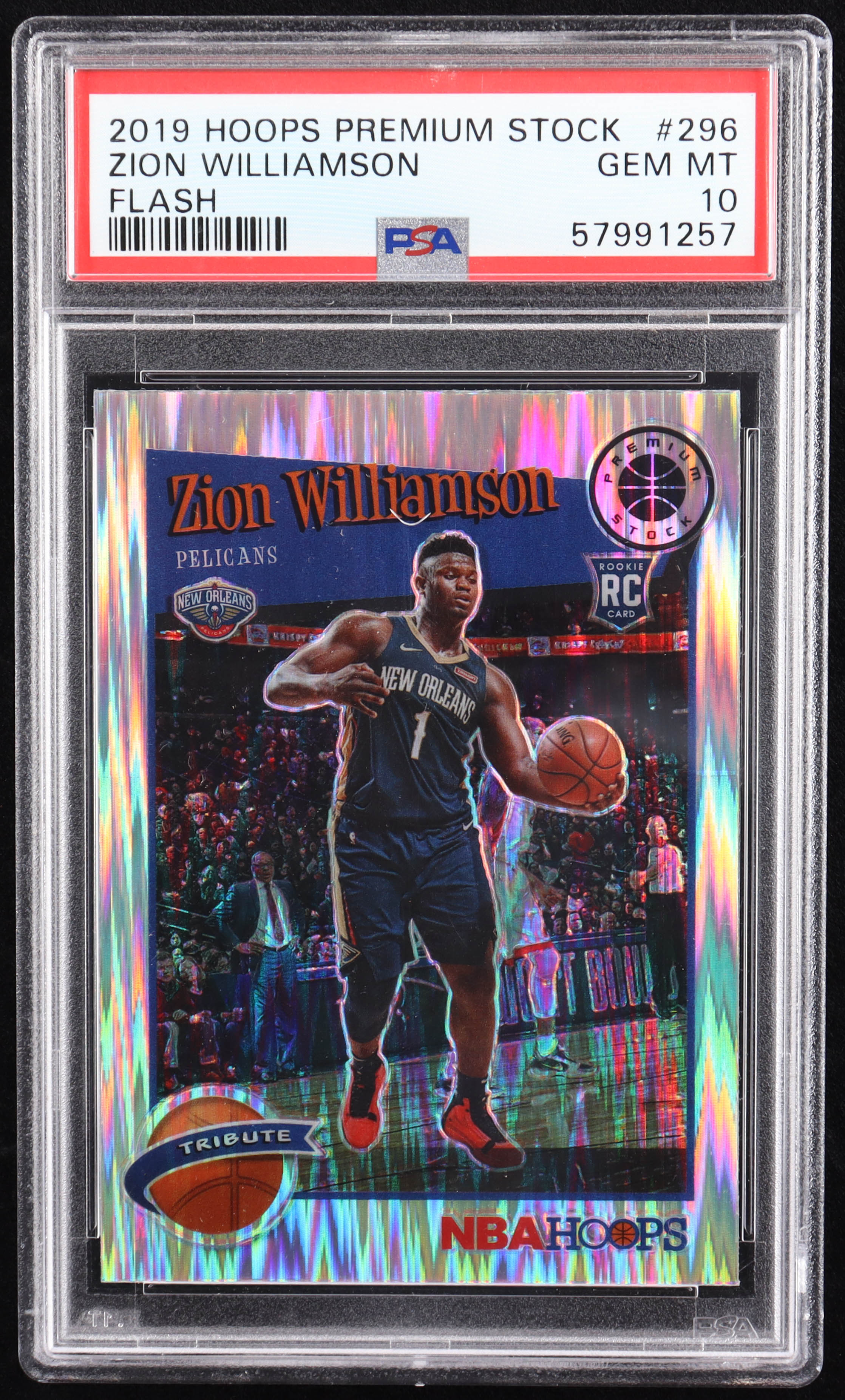 Zion Williamson 2019-20 Hoops Premium Stock Prizms Flash #296 RC (PSA ...