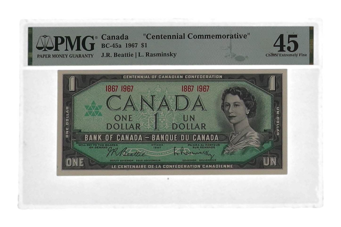1967 Canada $1 Dollar Currency Note "Centennial Commemorative" (PMG ...