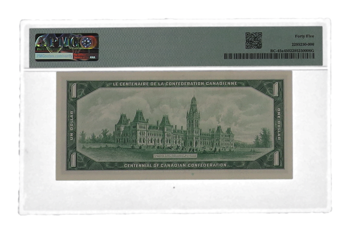 1967 Canada $1 Dollar Currency Note "Centennial Commemorative" (PMG Choice EF45) | Pristine Auction