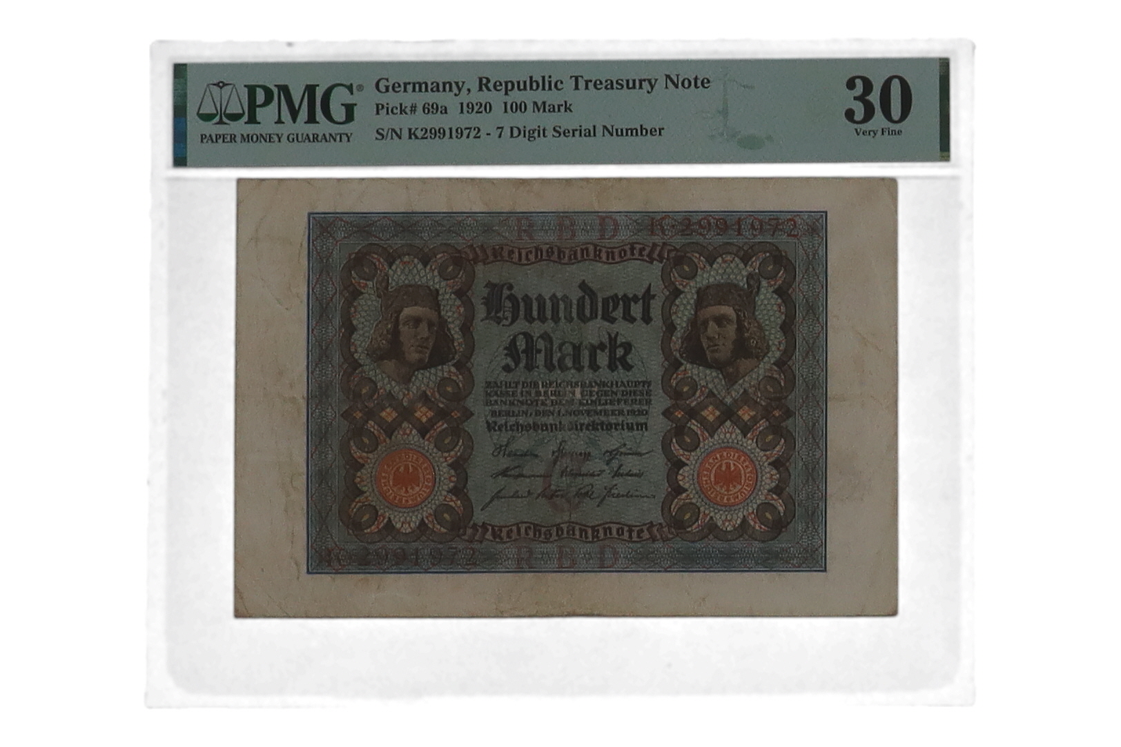 1920 Germany, Republic Treasury Note - 100 Mark Reichsbanknote - 7 ...