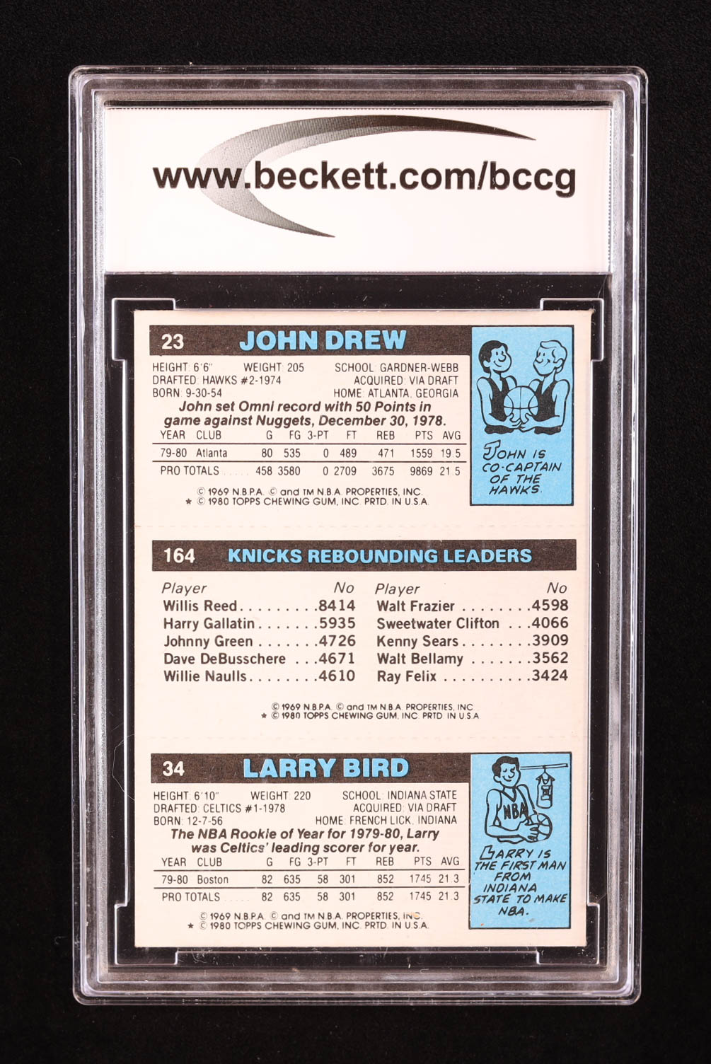 Larry Bird / Bill Cartwright TL / John Drew 1980-81 Topps #94 (BCCG 9 ...