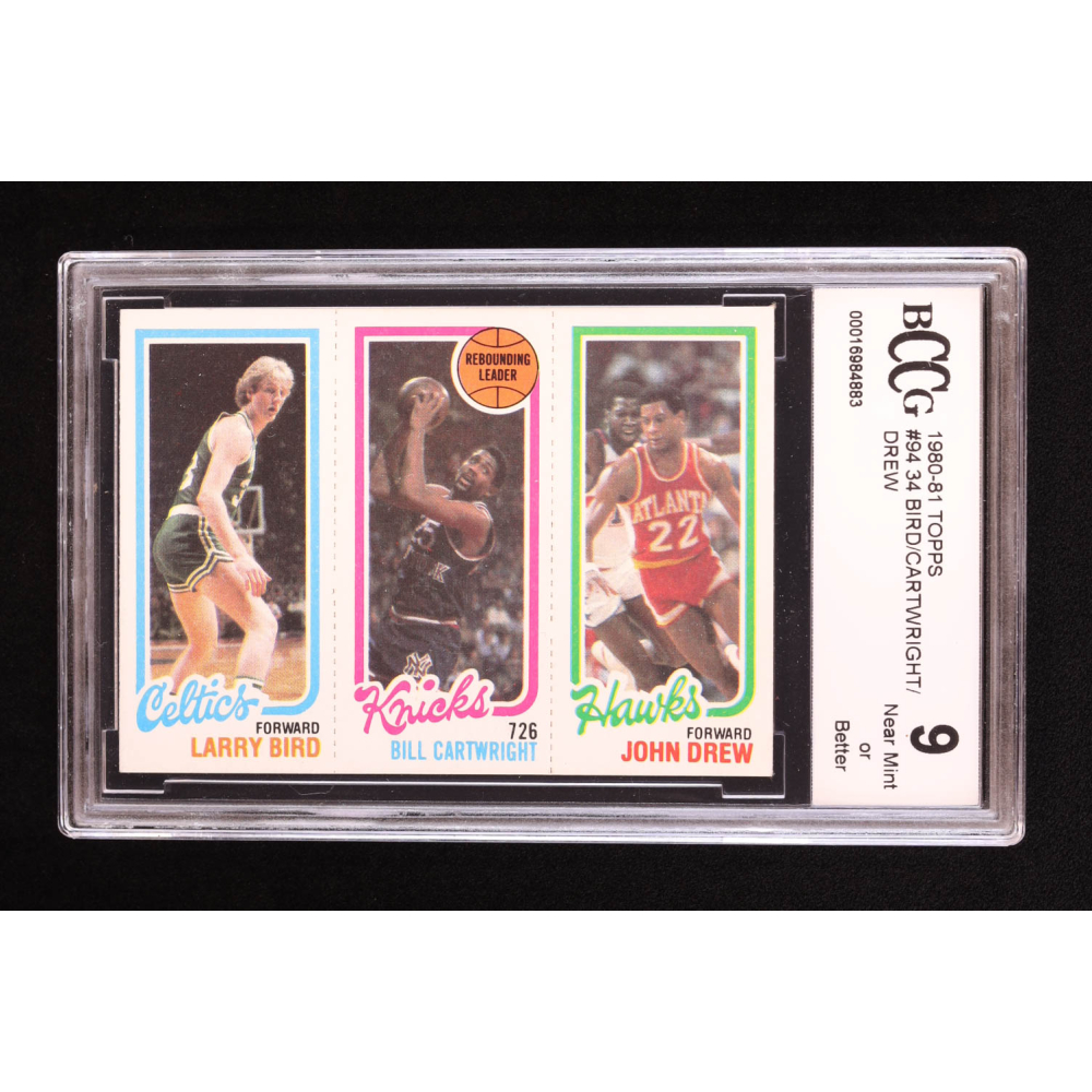 Larry Bird / Bill Cartwright TL / John Drew 1980-81 Topps #94 (BCCG 9 ...