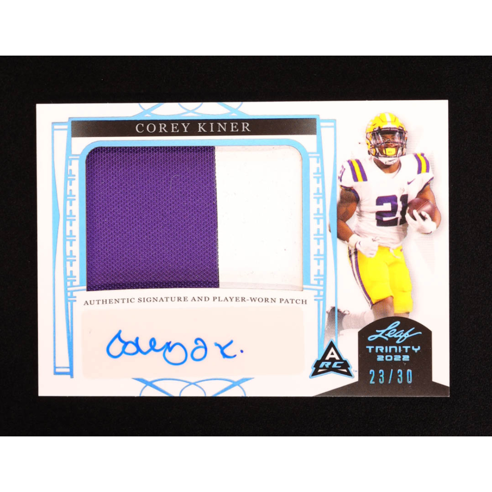 Corey Kiner 2022 Leaf Trinity Patch Autographs Platinum #PACK1 RC #23/ ...