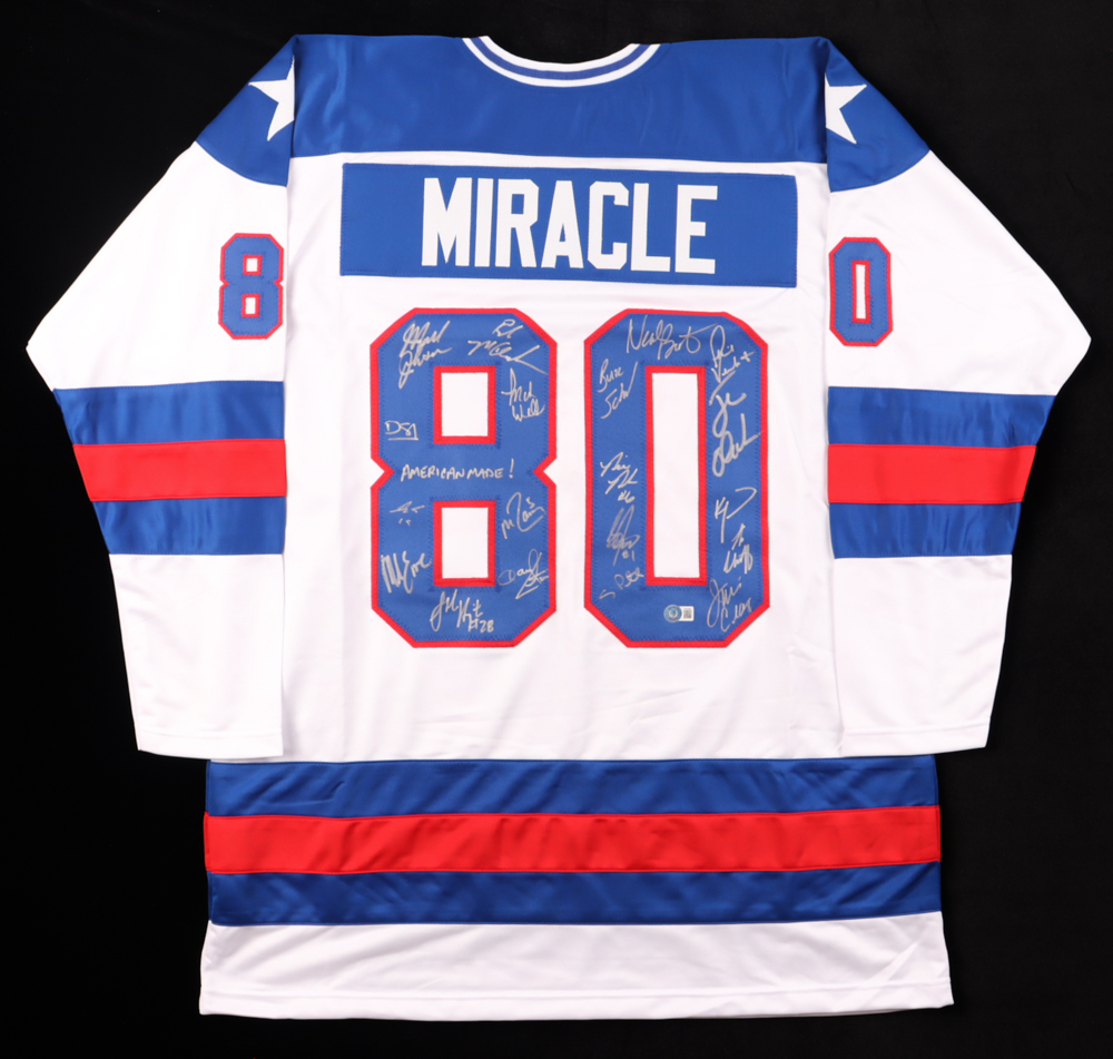 1980 Team USA "Miracle on Ice" Jersey Signed by (19) with Mike Eruzione ...
