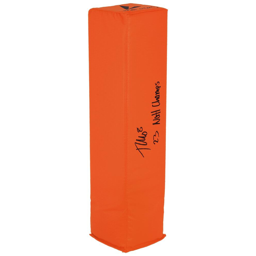 Tyler Morris Signed End Zone Pylon Inscribed "23 Nat'l Champs ...