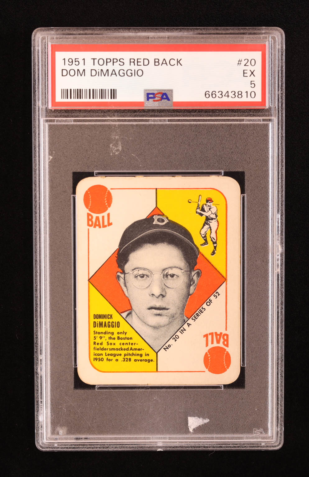 Dom DiMaggio 1951 Topps Red Backs #20 (PSA 5) | Pristine Auction