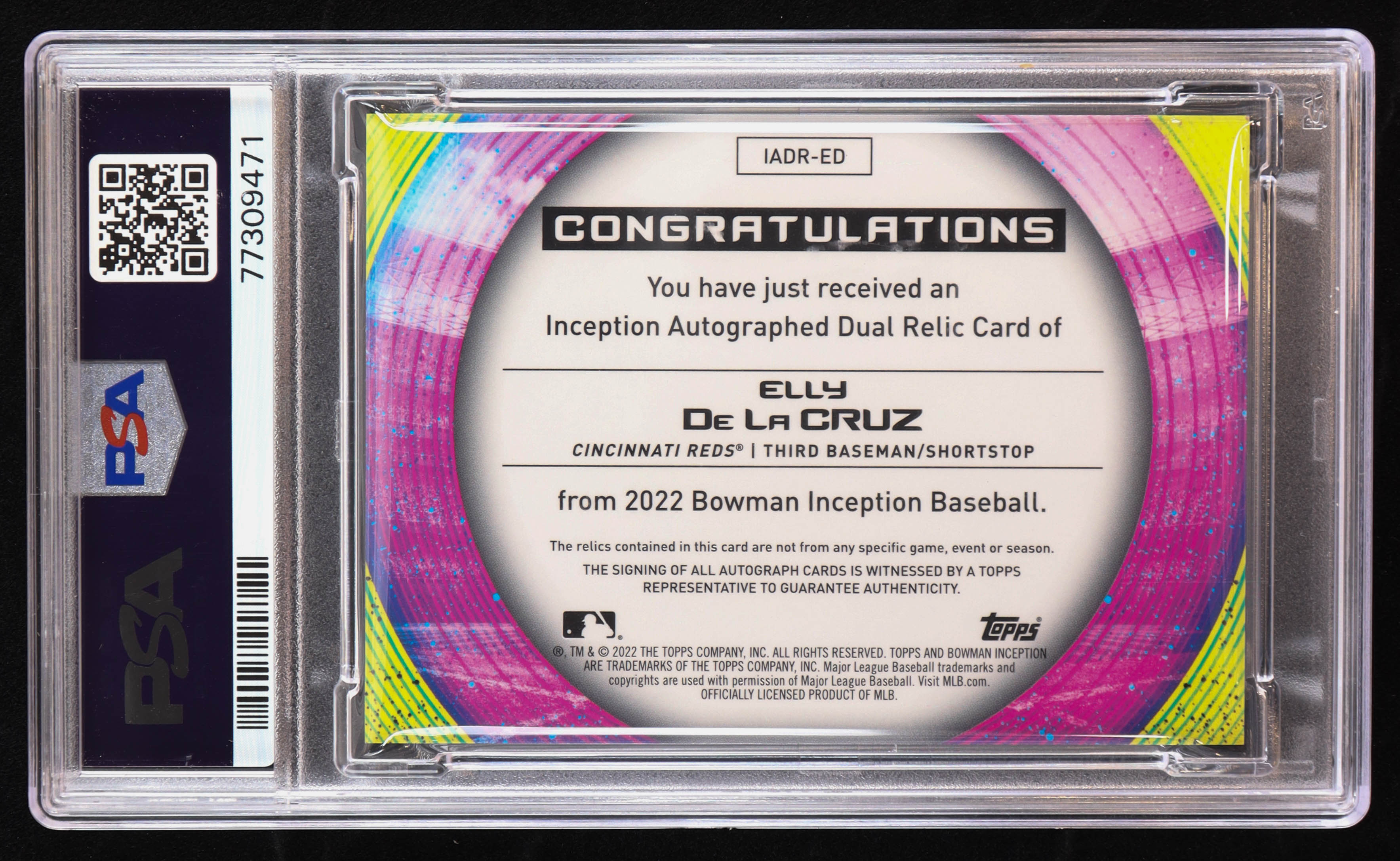 Elly De La Cruz 2022 Bowman Inception Dual Relic Autographs #IADRED RC ...