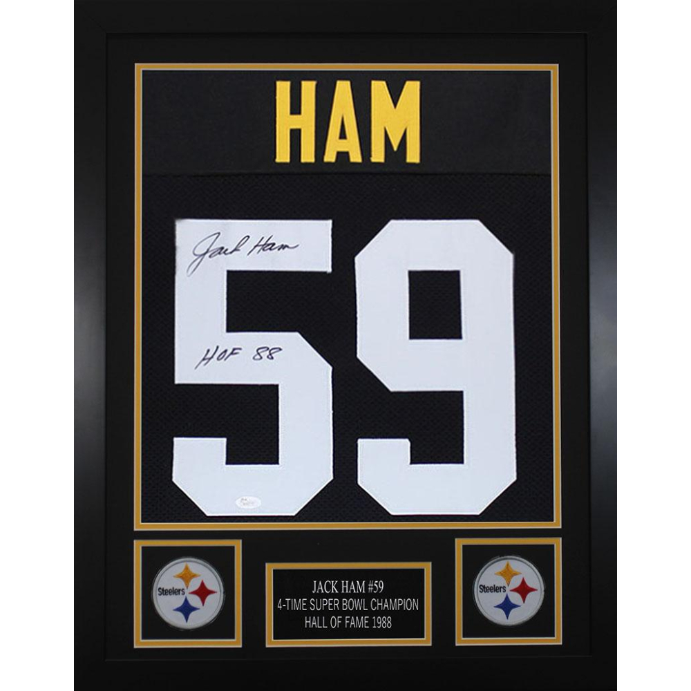 Jack Ham Signed Custom Framed Jersey Display Inscribed "HOF 88" (JSA ...