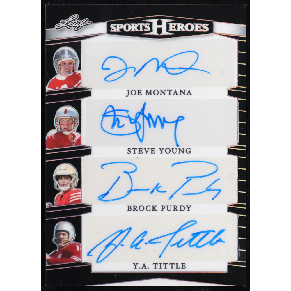 Joe Montana / Steve Young / Brock Purdy / Y.A. Tittle 2024 Leaf Sports ...